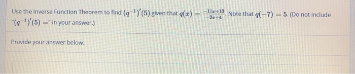 Solved Use the Inverse Function Theorem to find (a ) (5) | Chegg.com