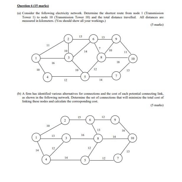 Solved Question 6 (15 ﻿marks)(a) ﻿Consider the following | Chegg.com