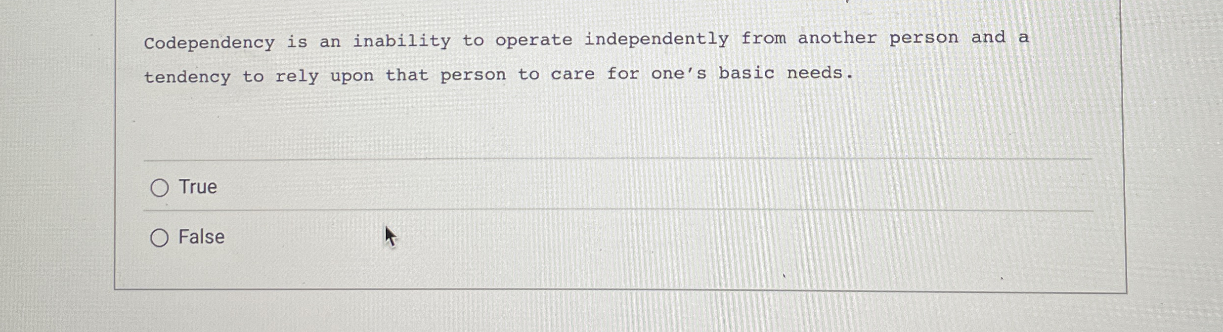 Solved Codependency is an inability to operate independently | Chegg.com