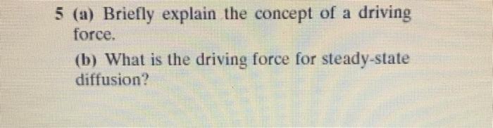 Solved 5 (a) Briefly explain the concept of a driving force. | Chegg.com