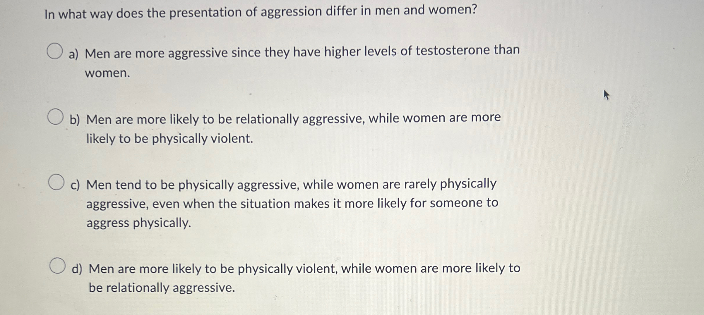 Solved In what way does the presentation of aggression | Chegg.com