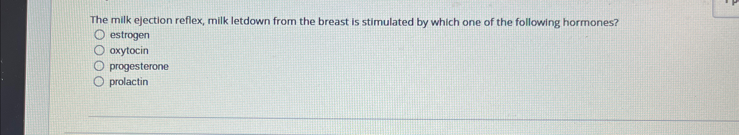 Solved The milk ejection reflex, milk letdown from the | Chegg.com