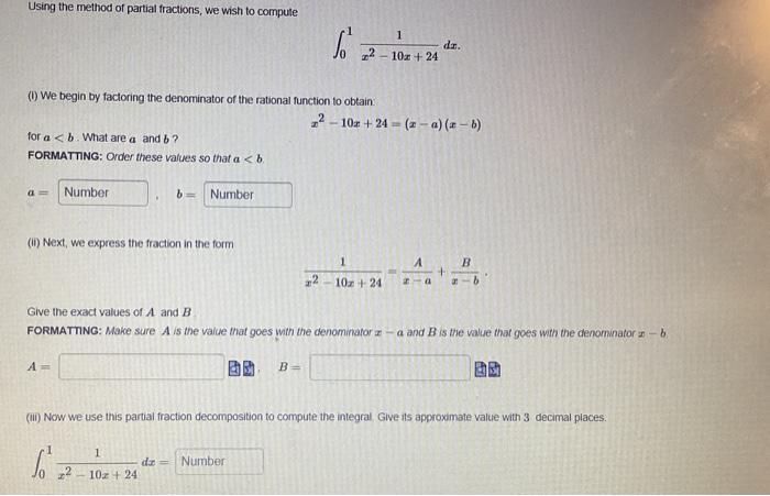 Solved Using the method of partial fractions, we wish to | Chegg.com