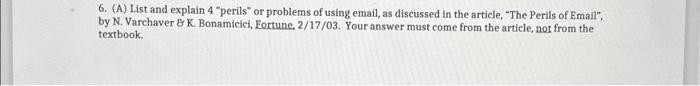 6. (A) List and explain 4 "perils" or problems of | Chegg.com