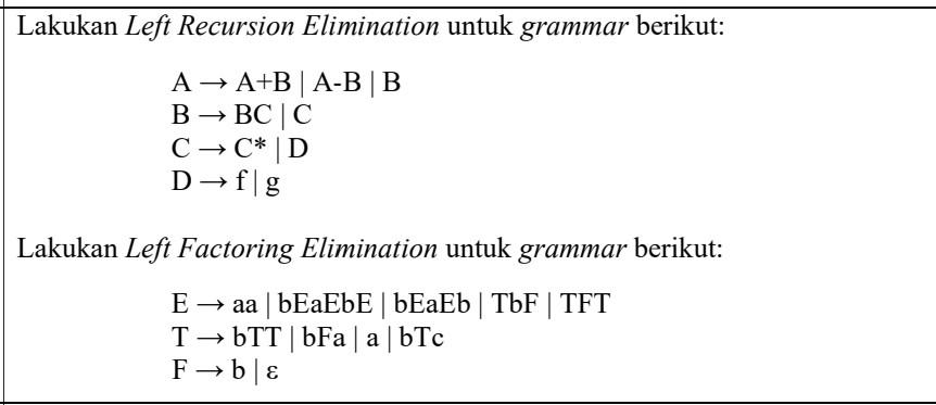 Solved a. Perform Left Recursion Elimination for the | Chegg.com