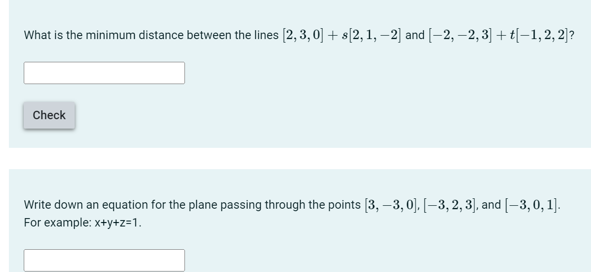 Solved What is the minimum distance between the lines | Chegg.com