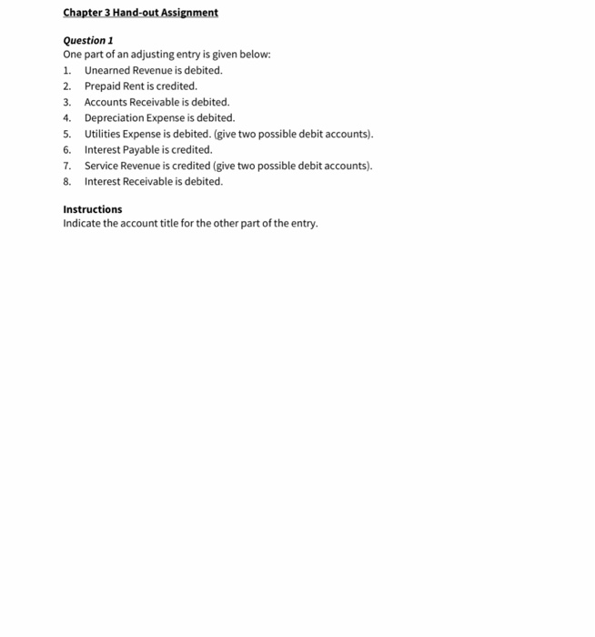Solved Chapter 3 Hand-out Assignment Question 1 One part of | Chegg.com