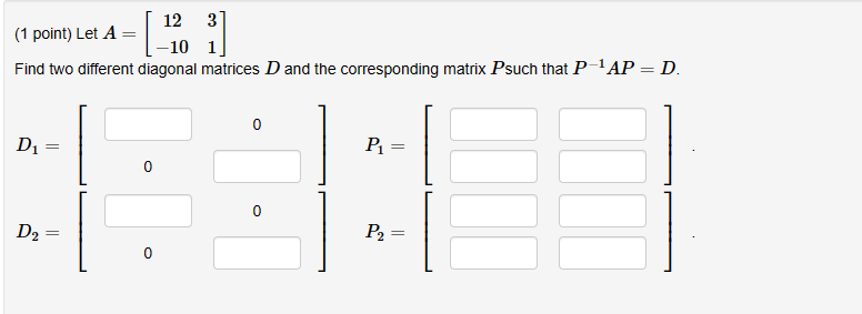 Solved (1 ﻿point) ﻿Let A=[123-101]Find two different | Chegg.com
