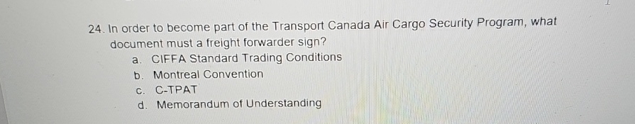 Solved In order to become part of the Transport Canada Air | Chegg.com