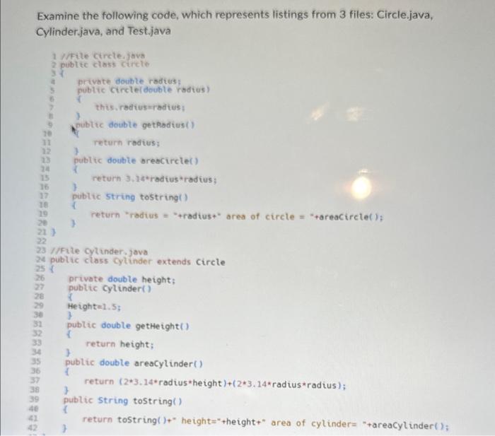 Solved Examine the following code, which represents listings | Chegg.com