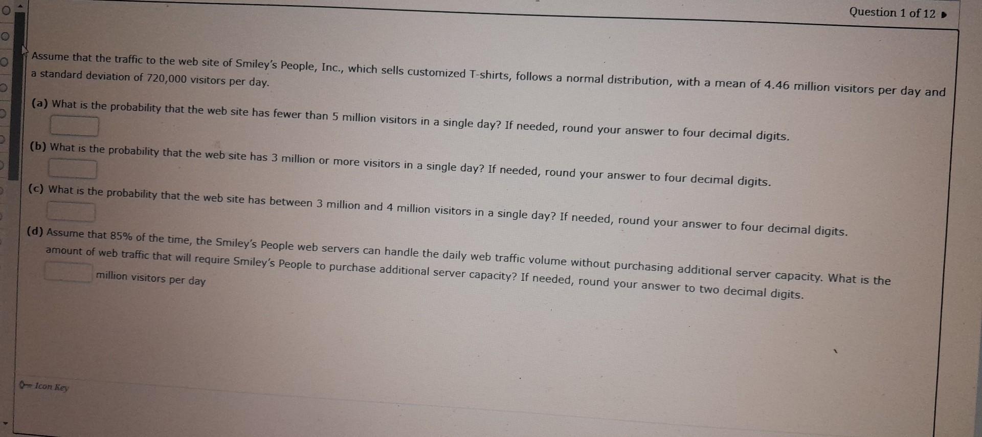 Solved Assume that the traffic to the web site of Smiley's | Chegg.com