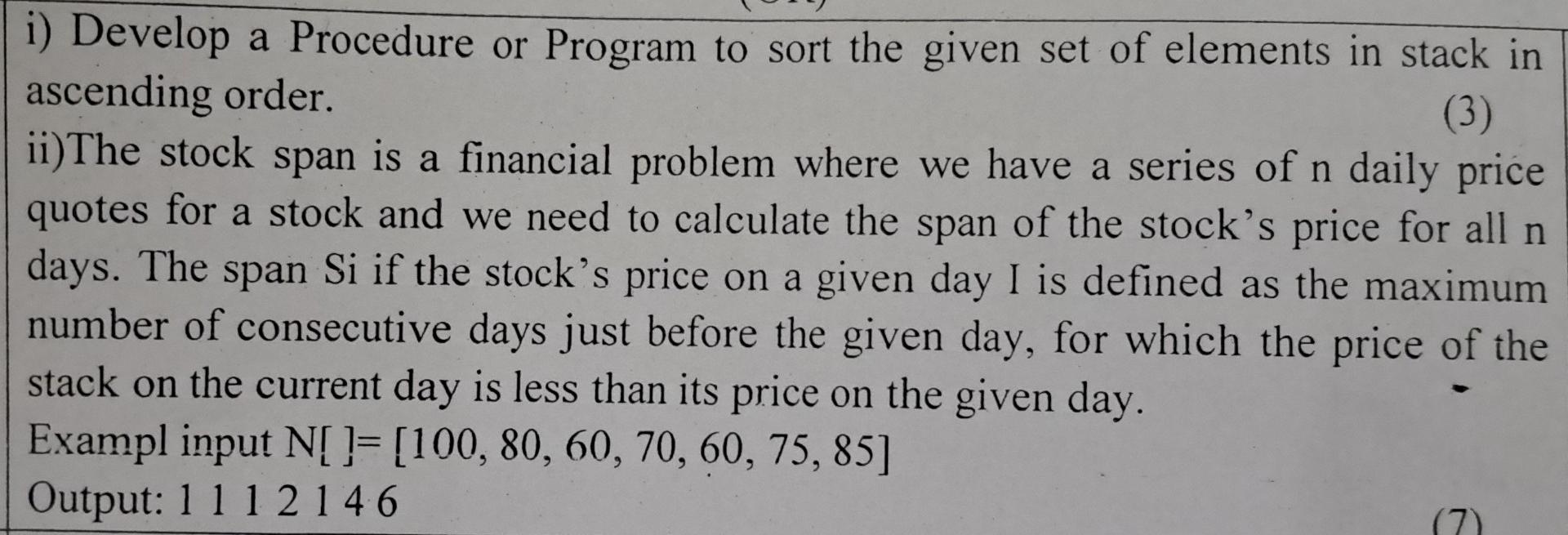Solved 1) Develop a Procedure or Program to sort the given | Chegg.com
