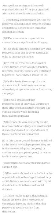 Solved Arrange these sentences into a well- organized | Chegg.com