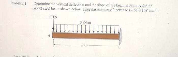 Solved Problem 1: Determine the vertical deflection and the | Chegg.com