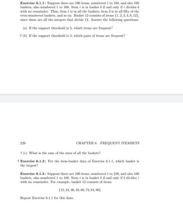 Solved Exercise 6 2 6 Apply The A Priori Algorithm With