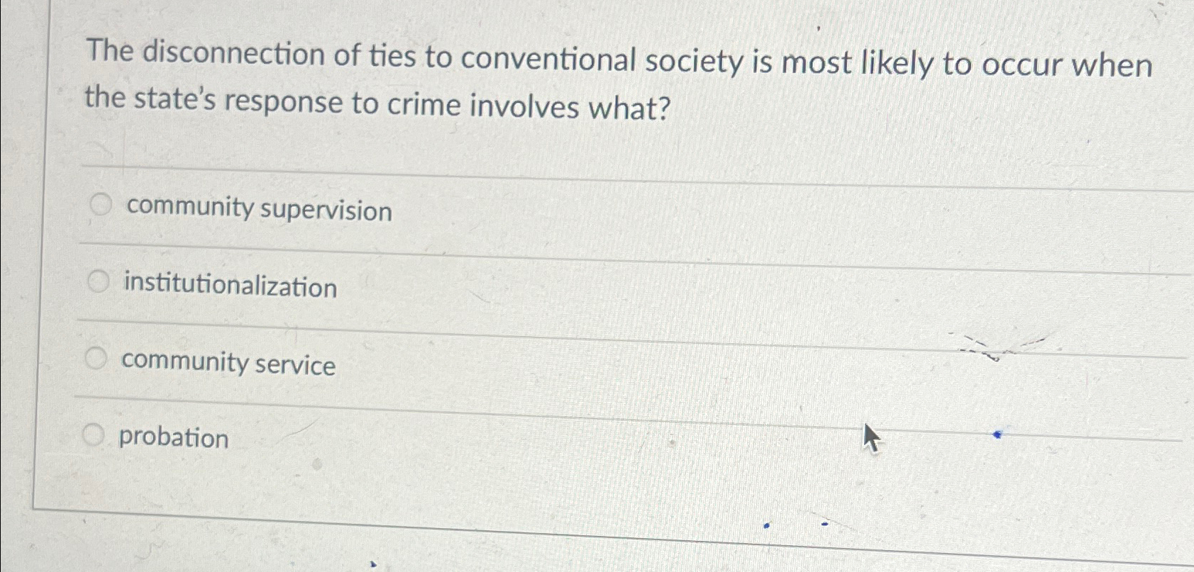Solved The disconnection of ties to conventional society is | Chegg.com