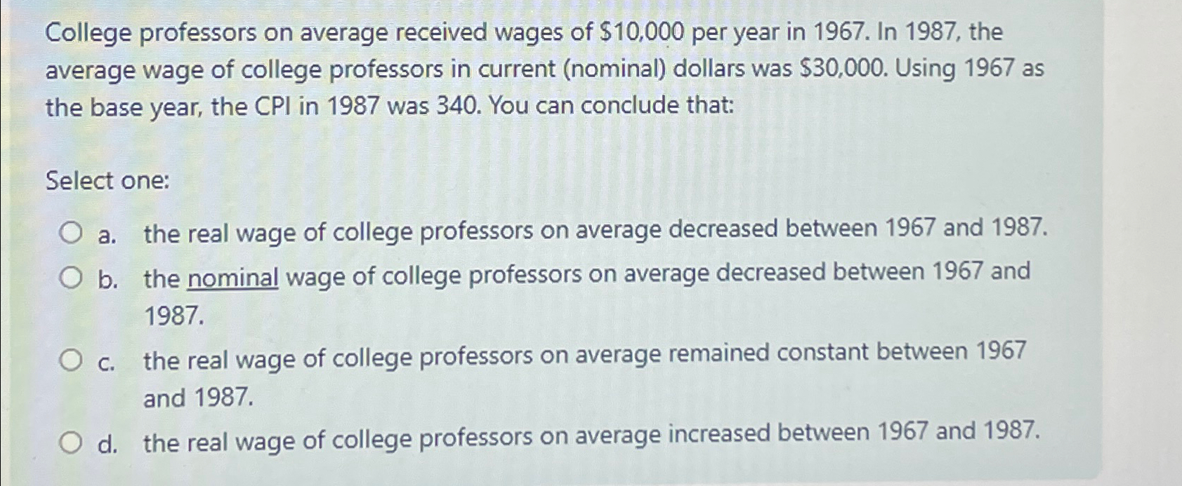 Solved College professors on average received wages of | Chegg.com
