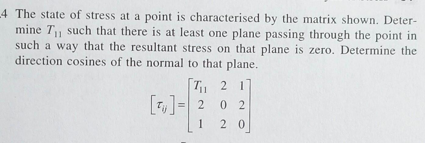 Solved The state of stress at a point is characterised by | Chegg.com