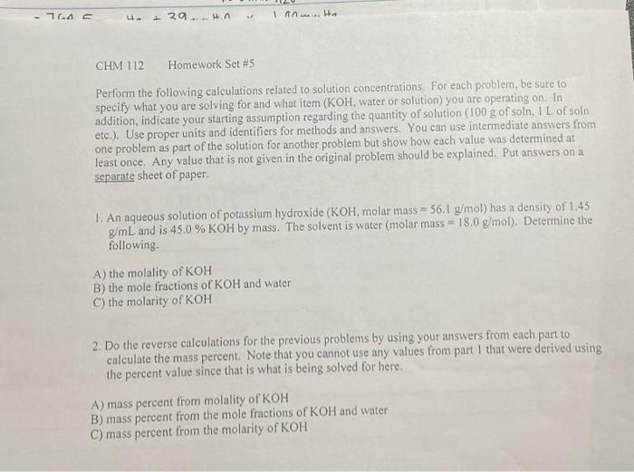 Solved Perform the following calculations related to | Chegg.com