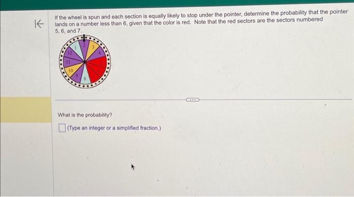 Solved If the wheel is spun and each section is equally | Chegg.com