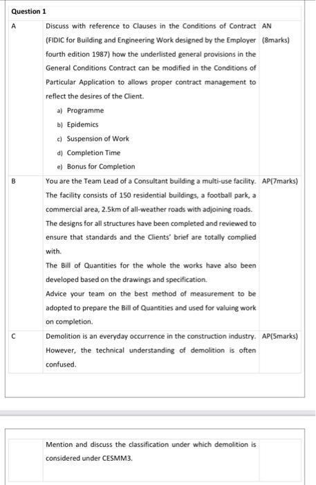 Solved B Question 1 Discuss with reference to Clauses in the | Chegg.com
