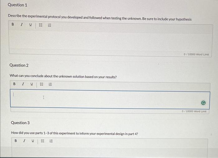 Describe the experimental protocol you developed and | Chegg.com