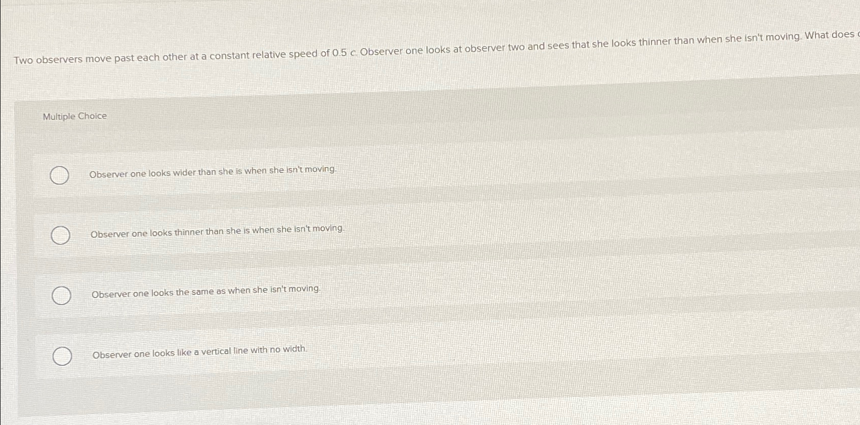 Solved Two observers move past each other at a constant | Chegg.com