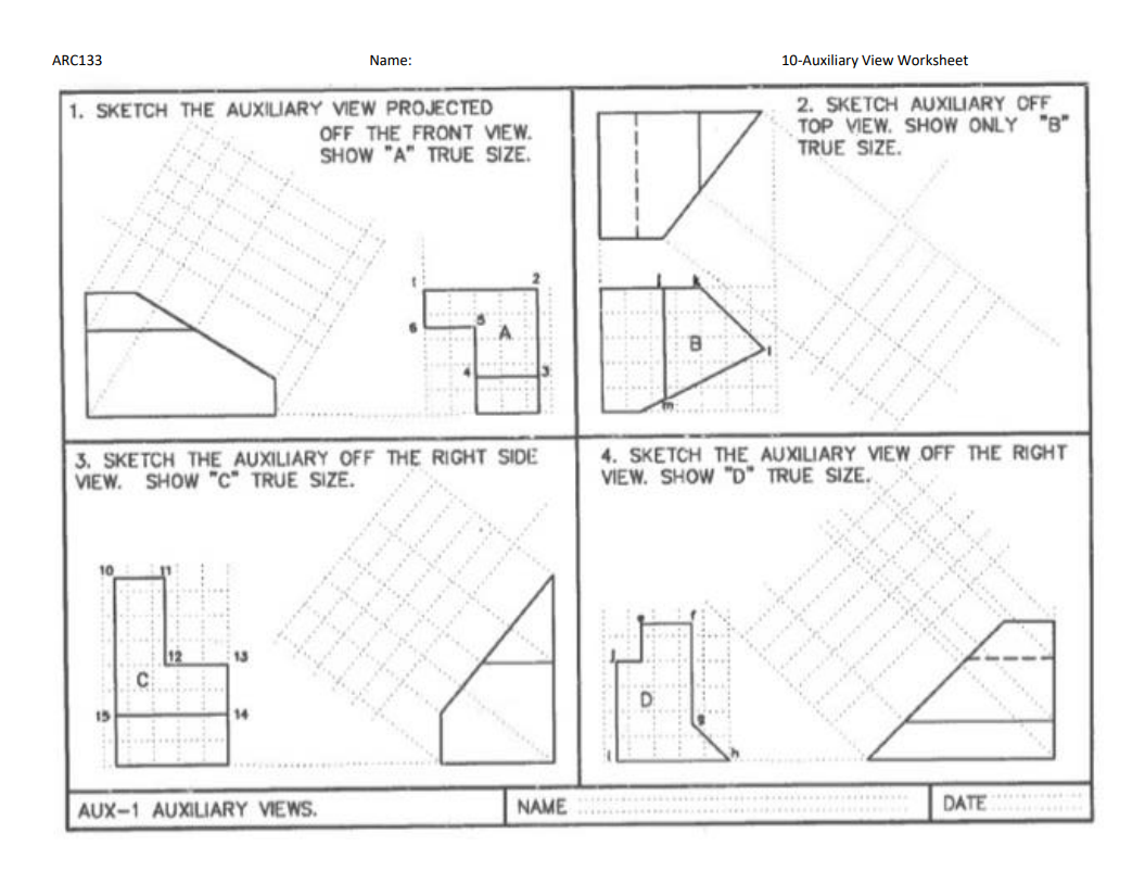 Solved Complete the auxiliary views required for the | Chegg.com