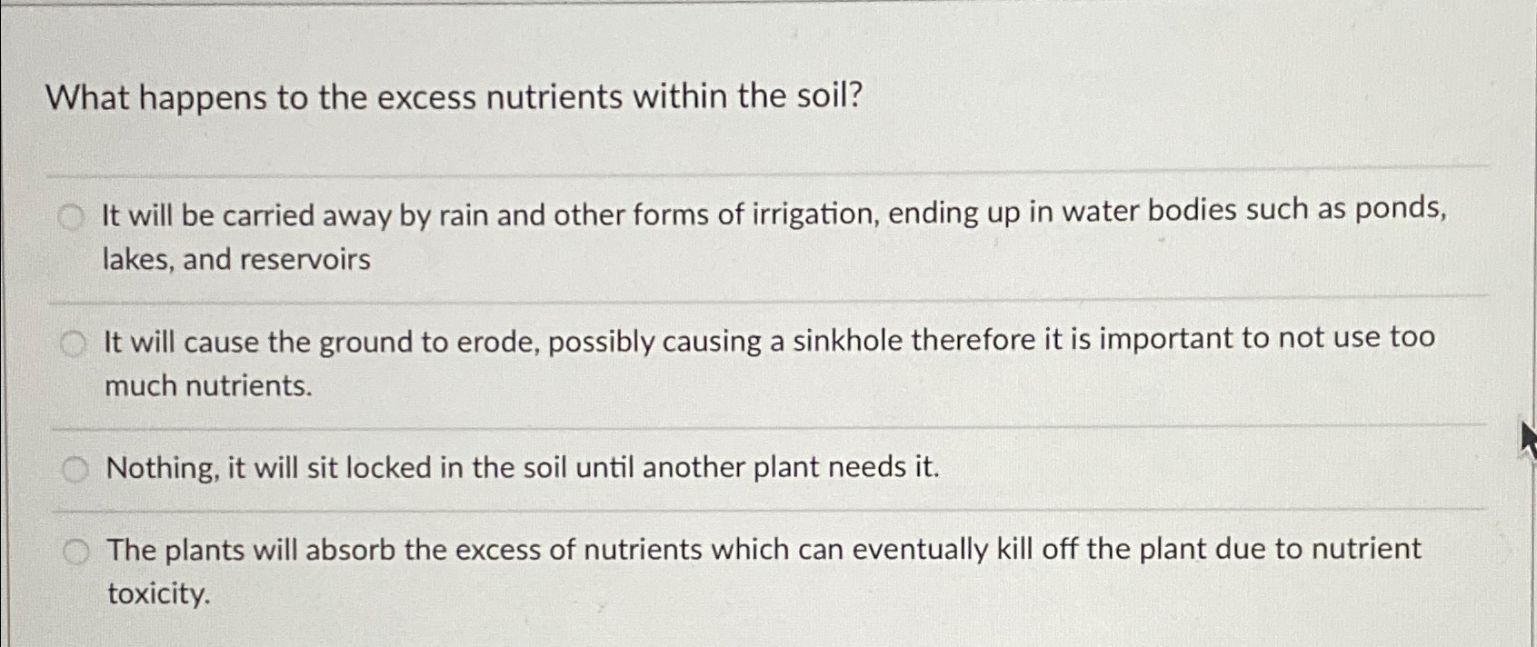 Solved What happens to the excess nutrients within the | Chegg.com