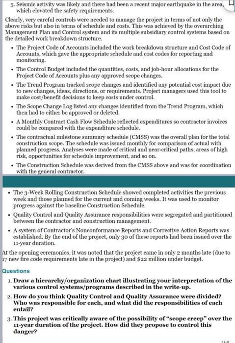 Solved Project Management in Practice Metro Extensive | Chegg.com