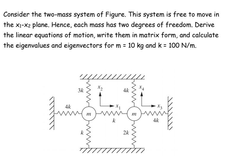 Solved Consider the two-mass system of Figure. This system | Chegg.com