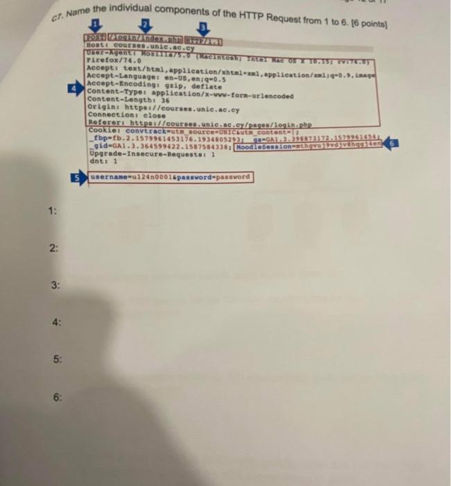 Solved c7. Name the individual components of the HTTP | Chegg.com