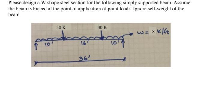 Solved Please design a W shape steel section for the | Chegg.com