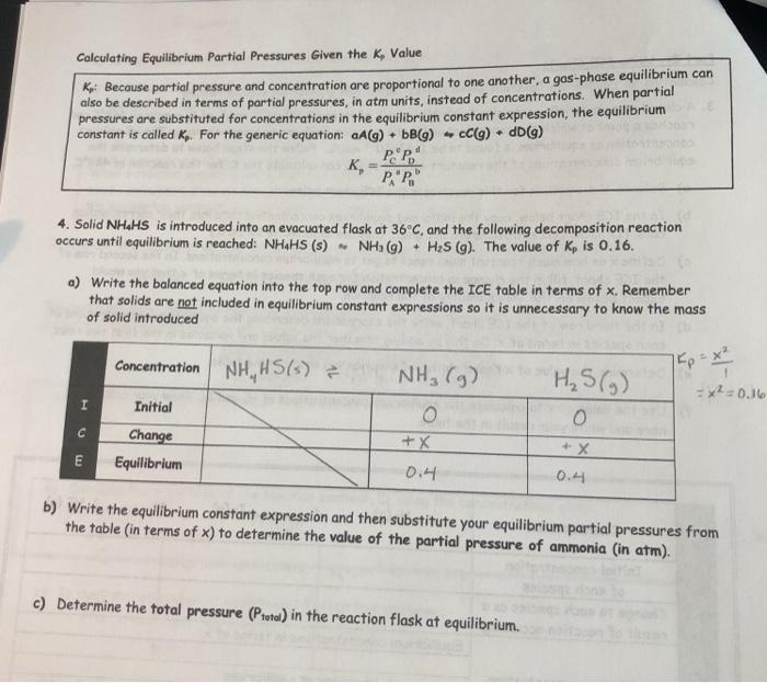 Solved Calculating Equilibrium Constant Given Percent that | Chegg.com