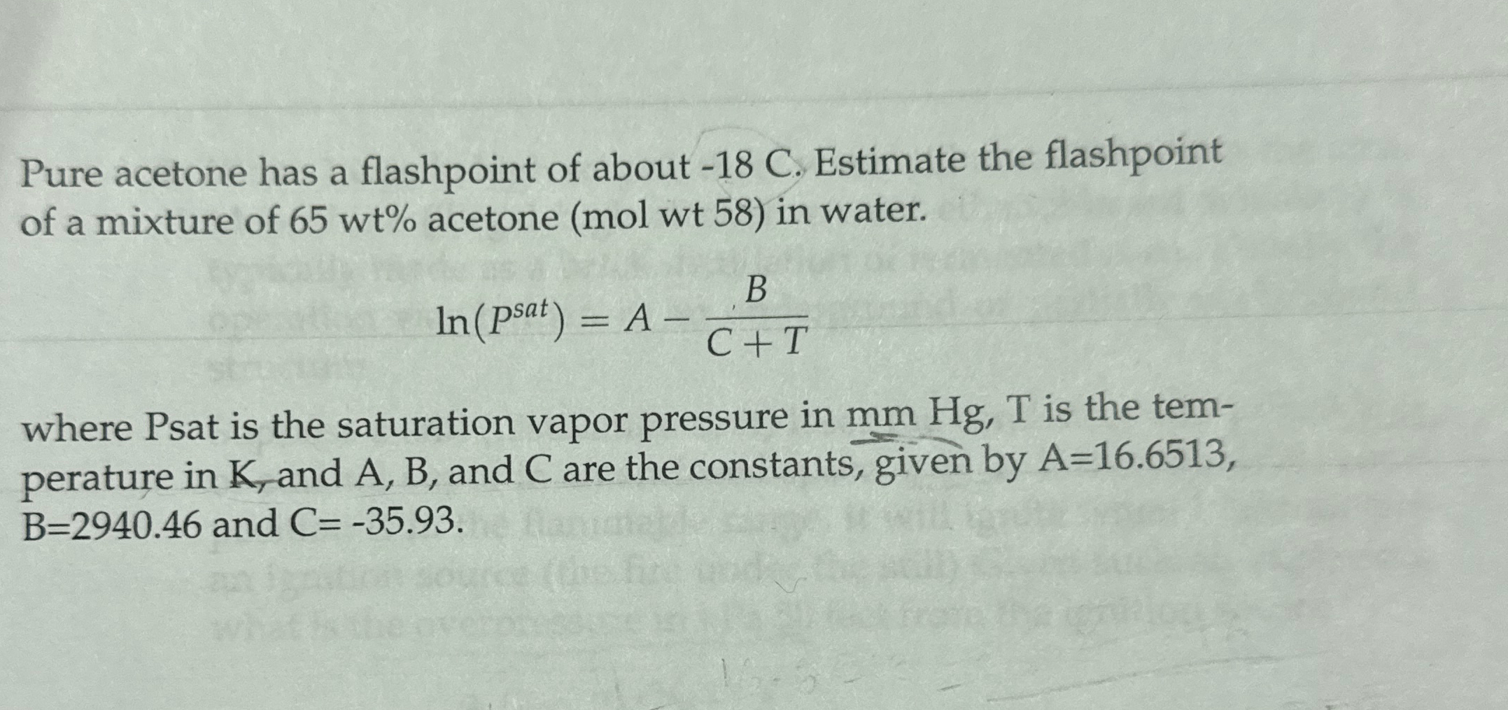 Solved Pure acetone has a flashpoint of about -18 ﻿C. | Chegg.com