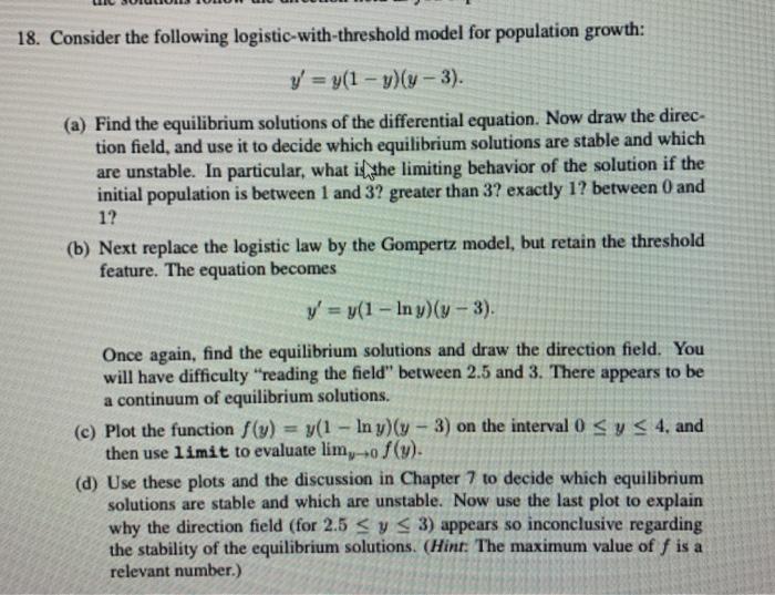 Solved 18. Consider the following logistic-with-threshold | Chegg.com