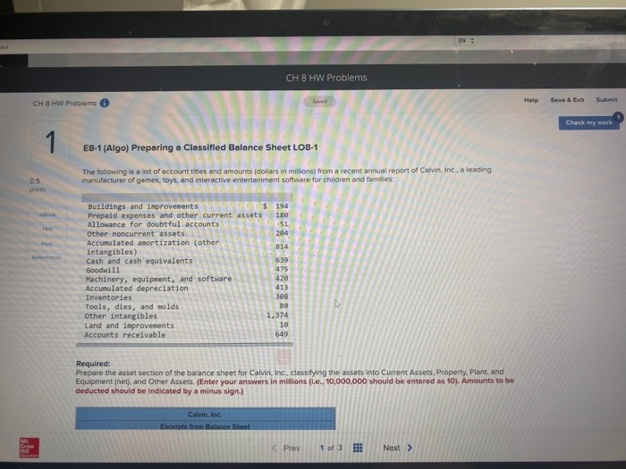 Solved CH 8 HW Problems CH8 HW Problems a Check my work E8-1 | Chegg.com