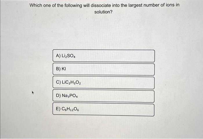 Solved Which one of the following will dissociate into the | Chegg.com