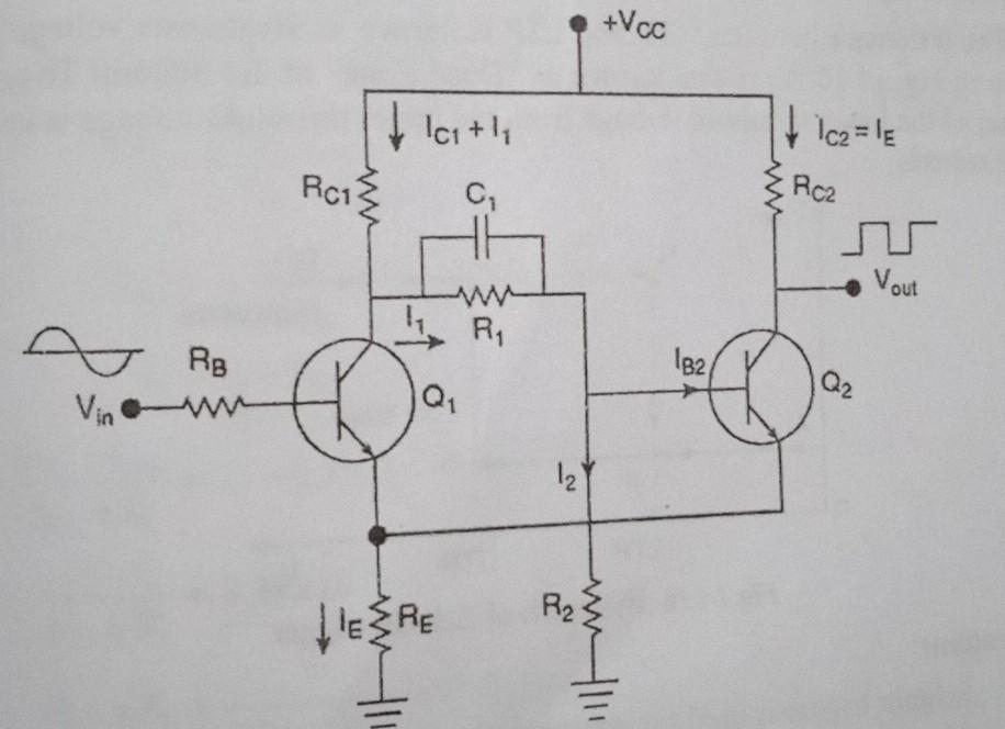 Solved Design a Schmitt trigger circuit to have Vcc = 12 V, | Chegg.com