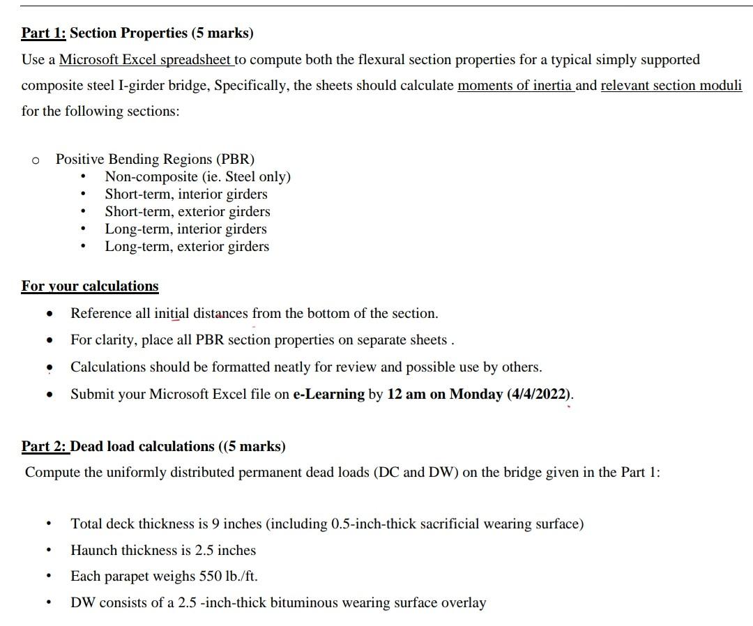 a Part 1: Section Properties (5 marks) Use a | Chegg.com