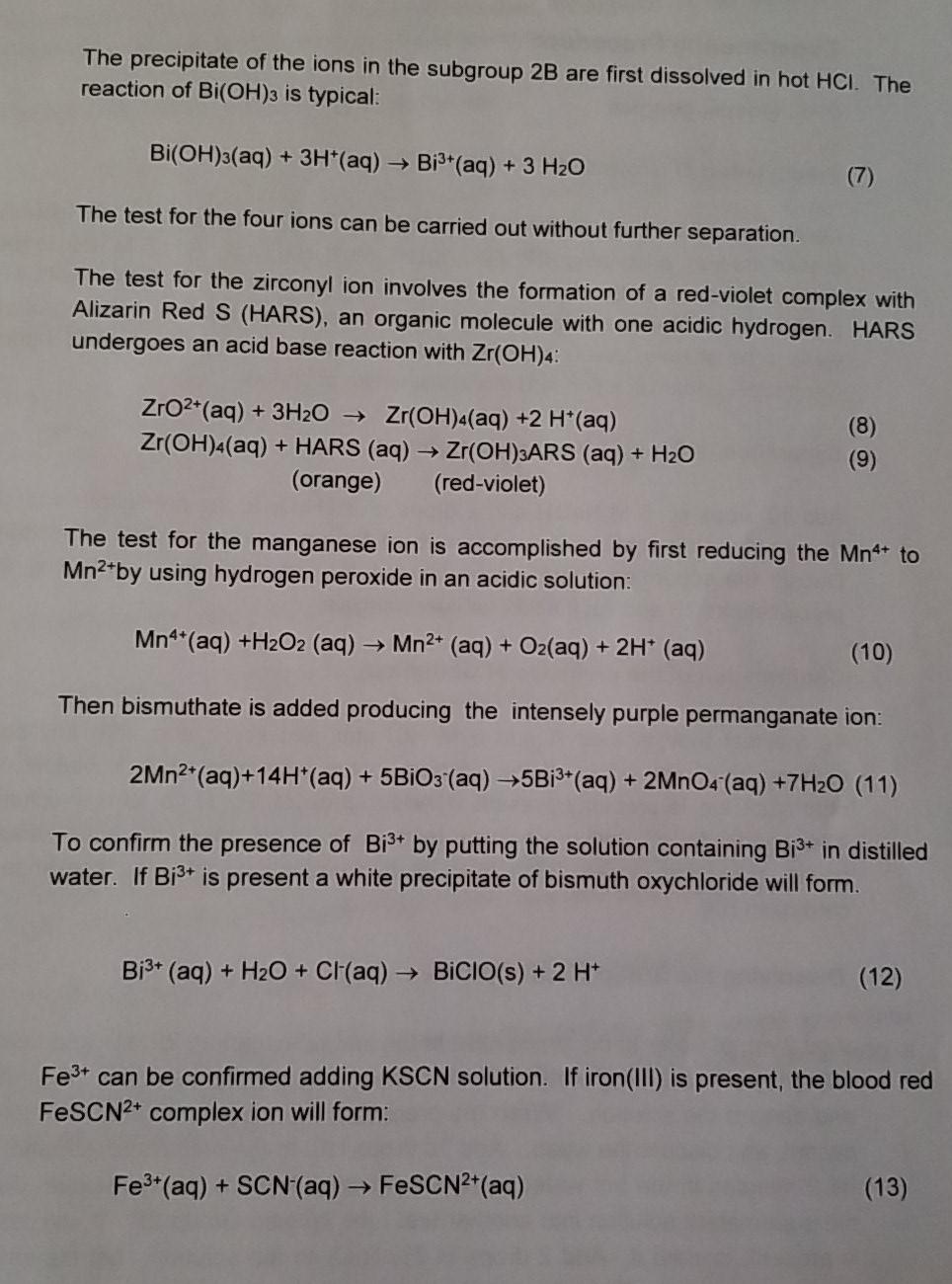 Solved Experiment 12 Q ualitative Analysis of Group 2 | Chegg.com