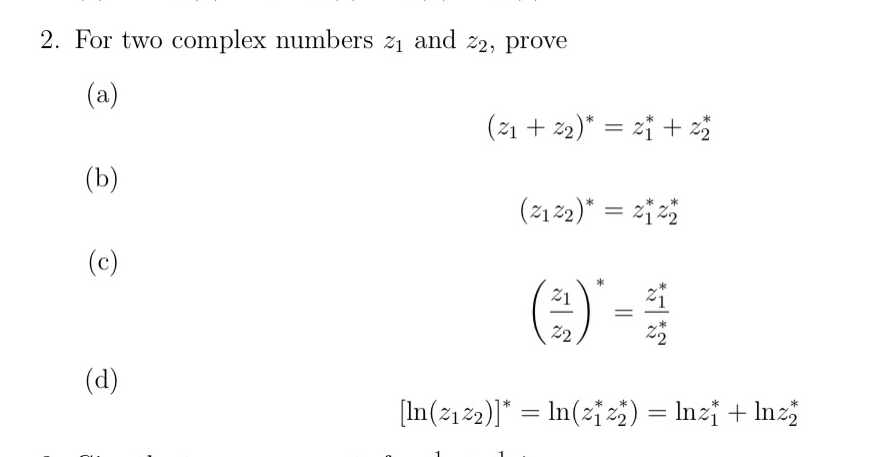 Solved For two complex numbers z1 ﻿and z2, | Chegg.com