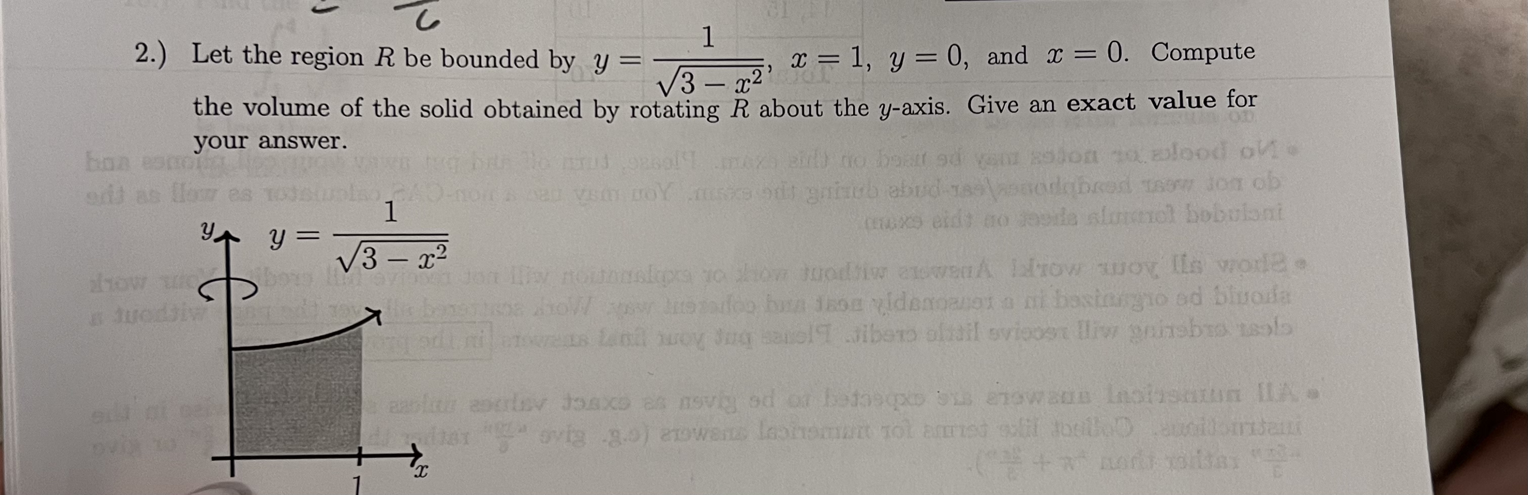 Solved 2.) ﻿Let the region R ﻿be bounded by | Chegg.com