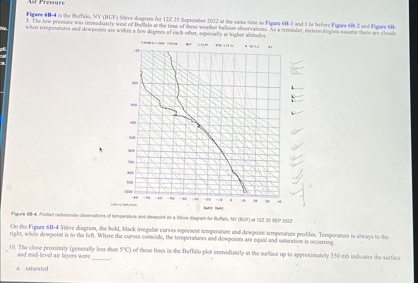 Solved Aur PressureFigure 6B-4 ﻿is the Buffalo, NY (BUF) | Chegg.com
