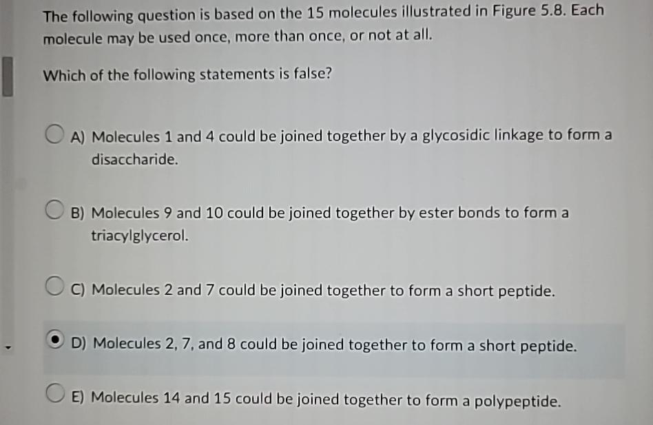 Solved The following question is based on the 15 ﻿molecules | Chegg.com