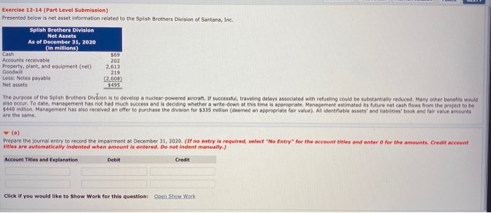 Solved Exercise 12-14 (Part Level Submission) Presented | Chegg.com