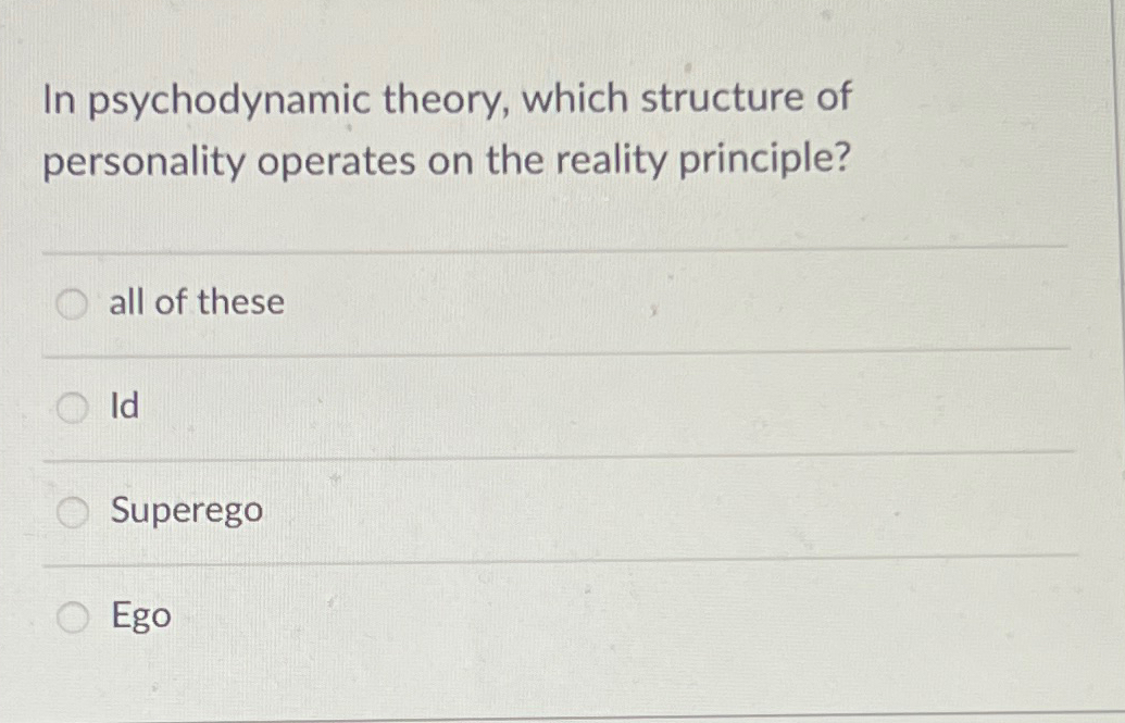 Solved In psychodynamic theory, which structure of | Chegg.com