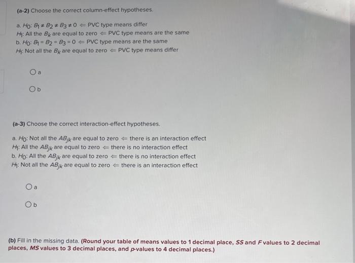 Solved Three samples of each of three types of PVC pipe of | Chegg.com