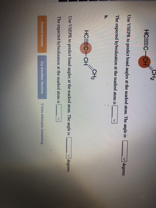 Solved CH2 HC=CHCH Use VSEPR to predict bond angles at the | Chegg.com