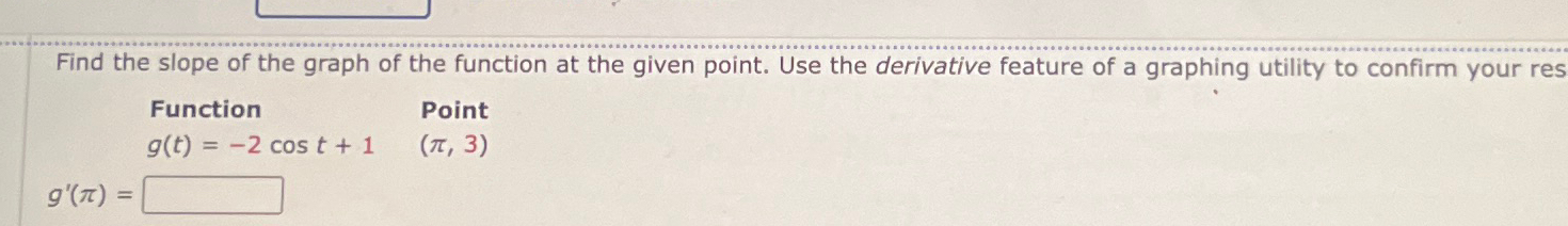 Solved Find the slope of the graph of the function at the | Chegg.com